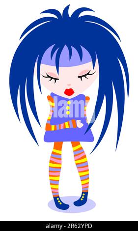 Cartoon emo girl isolated on a white background Stock Vector Image ...