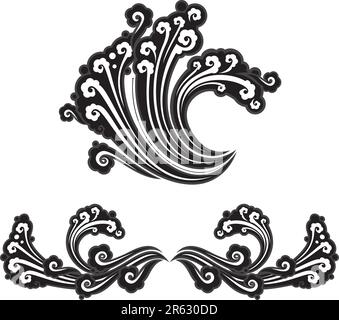 Two-color vector floral pattern. Design for wallpaper, wrapping paper ...