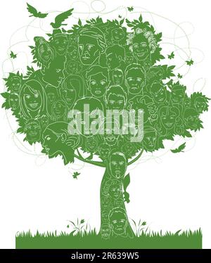 Family Tree Faces Stock Vector Image & Art - Alamy