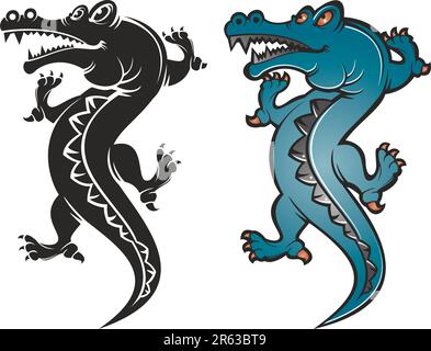 Two color cartoon style crocodile pattern design Stock Vector Image ...