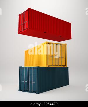 3d rendering of stacked color cargo containers Stock Photo - Alamy