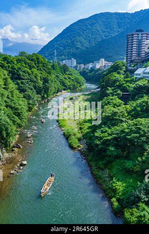 The Kinugawa ravine in Kinugawa hot spring and the resort area Stock ...