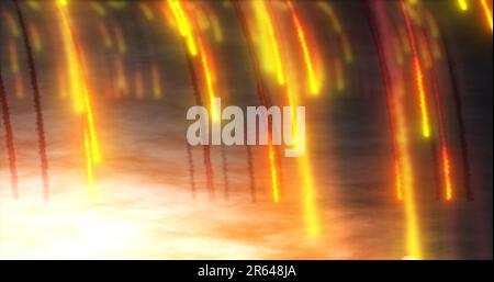 Abstract bright meteors burning falling from the sky, meteorites ...