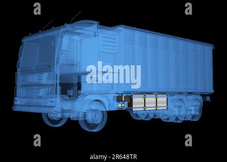3d rendering scan ev logistic trailer truck or electric vehicle lorry ...