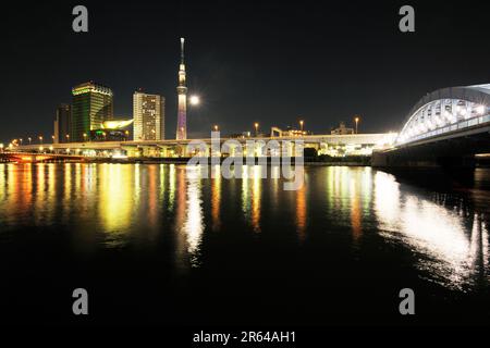 Night view of Sumida River at full moon Stock Photo - Alamy