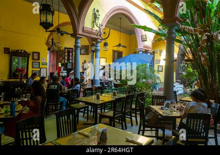 Interior La Chaya Maya Casona restaurant, Merida, Yucatan State, Mexico ...