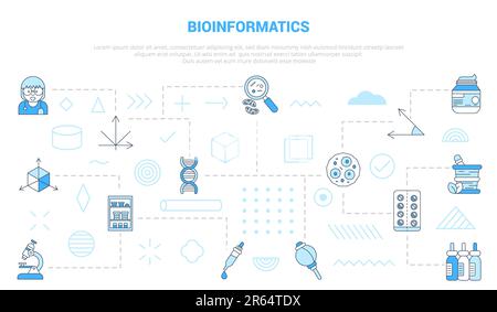 bioinformatics concept with icon set template banner and circle round ...