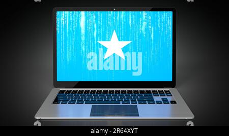 Somalia - country flag and binary code on laptop screen - 3D ...
