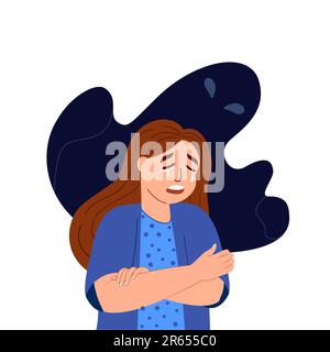 Illustration of a Kid Girl Crying with Tears and Boo Hoo Sound Coming ...