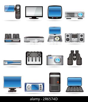 Hi-tech equipment icon set. Technology device electronics. Eps 10 Stock ...
