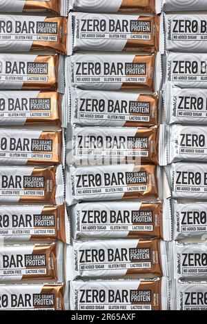 Protein bars Biotech Zero Bar large amounts Stock Photo - Alamy