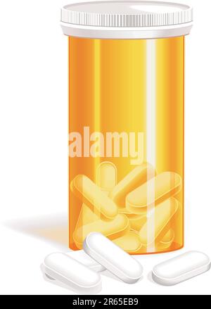 Illustration of can with pills. Medical and healthcare item Stock ...