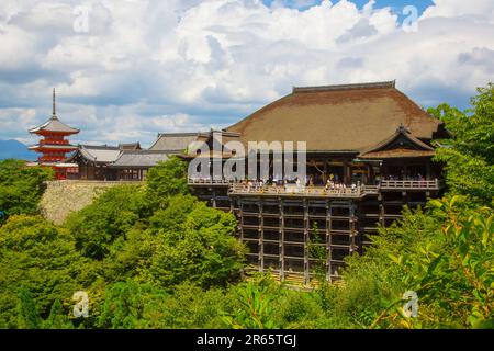 Main hall and three-story pagoda of Kiyomizu-dera Stock Photo - Alamy