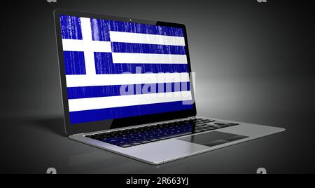 Greece - country flag and binary code on laptop screen - 3D ...