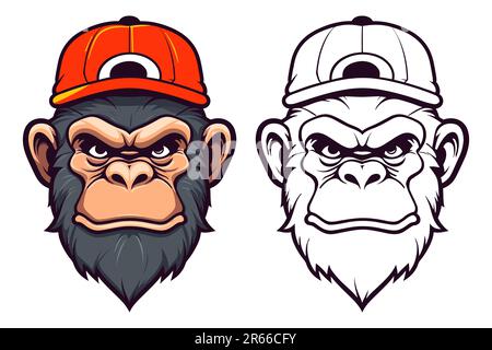 Silhouette set of ape animal head. Vector isolated illustration Stock ...