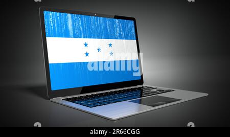 Honduras - country flag and binary code on laptop screen - 3D ...