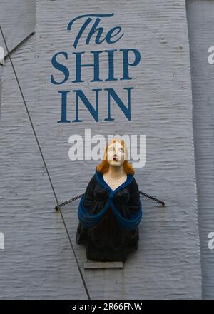 slipway signs, polperro, cornwall Stock Photo - Alamy