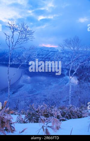 Lake Mashu Ko Morning and Ice Trees Stock Photo - Alamy