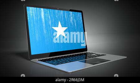 Somalia - country flag and binary code on laptop screen - 3D ...