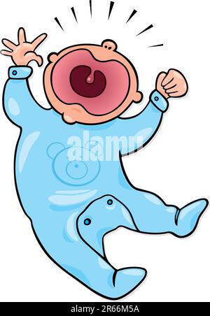 Cute newborn crying cartoon illustration Stock Vector Image & Art - Alamy