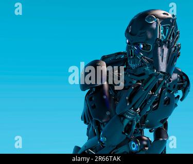 super cyborg skull dramatic act 2, 3d illustration Stock Photo - Alamy