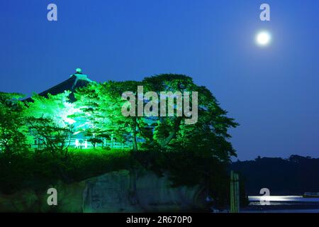 Moonlit night at Godaido Hall in Matsushima Stock Photo - Alamy