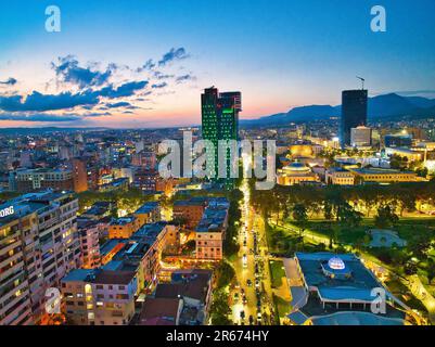 Tirana Skyline after the sunset. Albania Stock Photo - Alamy