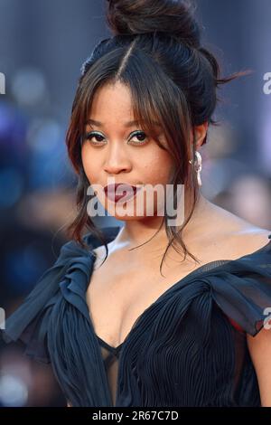 Dominique Fishback poses at the premiere of the film "tick, tick…BOOM ...