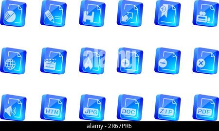 Document and File formats icons blue Series Stock Vector Image & Art ...