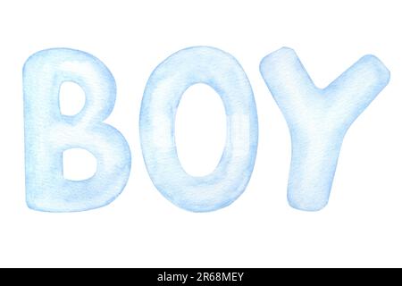 Blue alphabet. Watercolour hand drawn english alphabet letters with ...