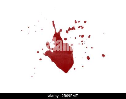 Digitally rendered blood splatter stain isolated on white background ...