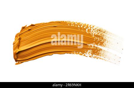 Light brown oil paint stroke on white background, top view Stock Photo ...