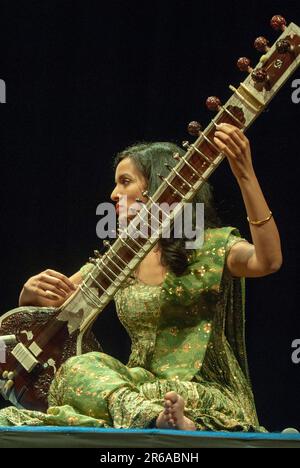 Anoushka Shankar, British American sitar player, playing musical ...