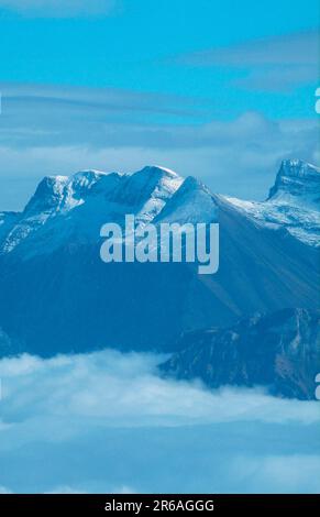 Alpine peaks above the clouds, Bernese Oberland (overview) (Europe ...