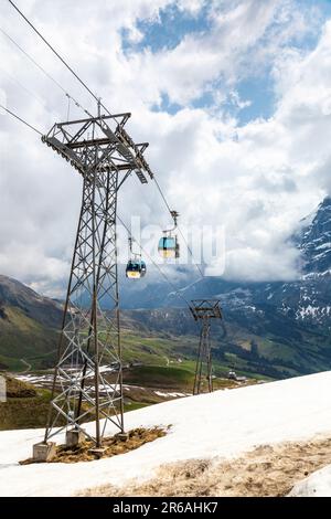 First Gondola Cable Car (Firstbahn) going up to the First mountain ...