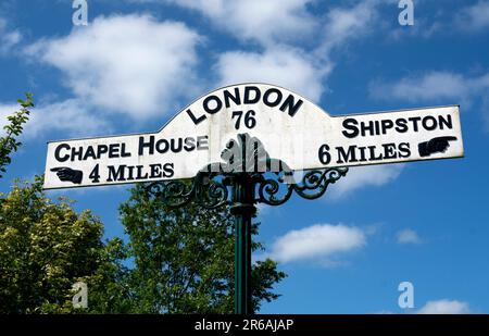 Road sign in Long Compton village, Warwickshire, England, UK Stock ...