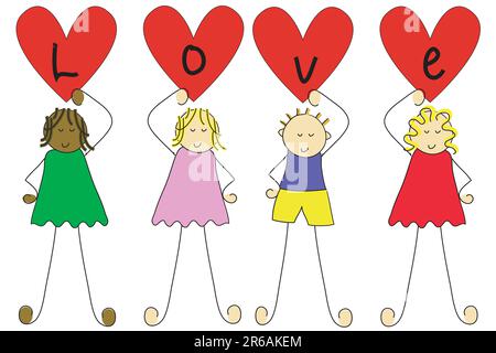 Group of four cartoon children Stock Vector Image & Art - Alamy