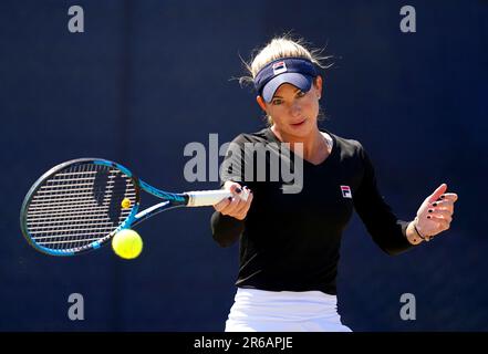 Elizabeth Mandlik in action against Camila Giorgi (not pictured) during ...
