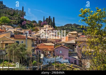 Hillside village of Sinarades, Corfu Island, Greece Stock Photo - Alamy