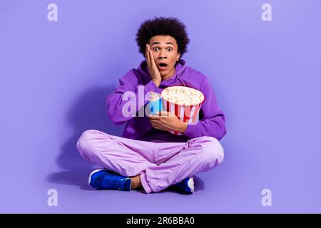 Photo of impressed speechless guy box haircut dressed pink t-shirt ...