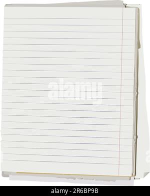 Vector illustration of stack of old lined papers from note book and ...
