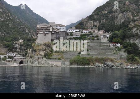 The Monastery of Dionysiou is a monastery built on Mount Athos Stock ...