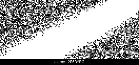 Pixelated gradient rectangle frame. Black dithered radial gradation ...