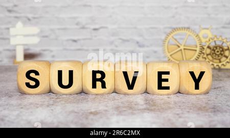 Wooden blocks with symbol of online survey concept Stock Photo - Alamy