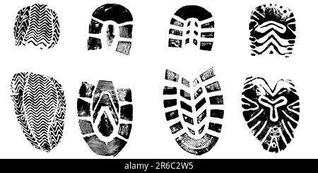4 Isolated BootPrints - Highly detailed vector of walking shoes Stock ...