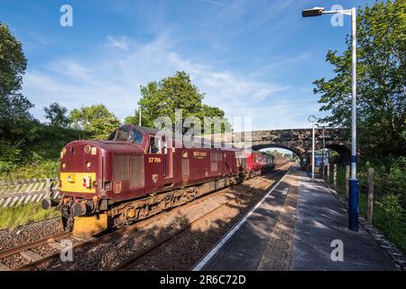 WCR British Rail Class 37 D6716 (TOPS 37016, 37706) at rear of BR 44932 ...