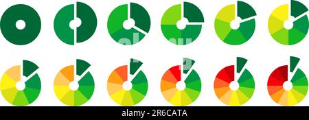 Multicolored circle sections collection. Pie charts diagrams in ...