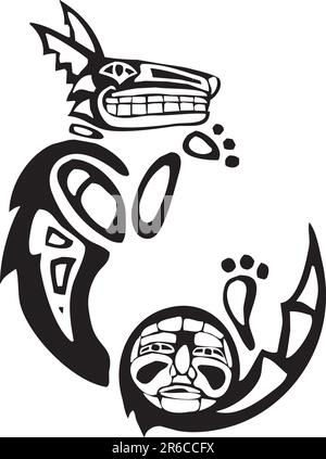 Mythical Coyote rendered in Northwest Coast Native style Stock Vector ...