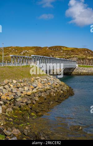 The new bridge crossing Loch Roag towards Great Bearnera (Beˆrnaraigh M ...