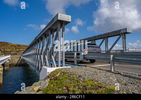 The new bridge crossing Loch Roag towards Great Bearnera (Beˆrnaraigh M ...